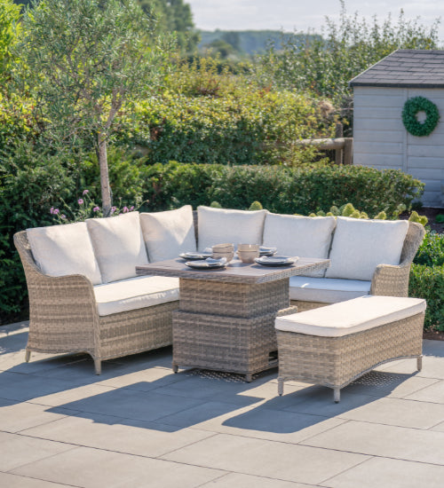 Biarritz Wicker Square Corner Set with High/Low Dining Table – Kettler GB