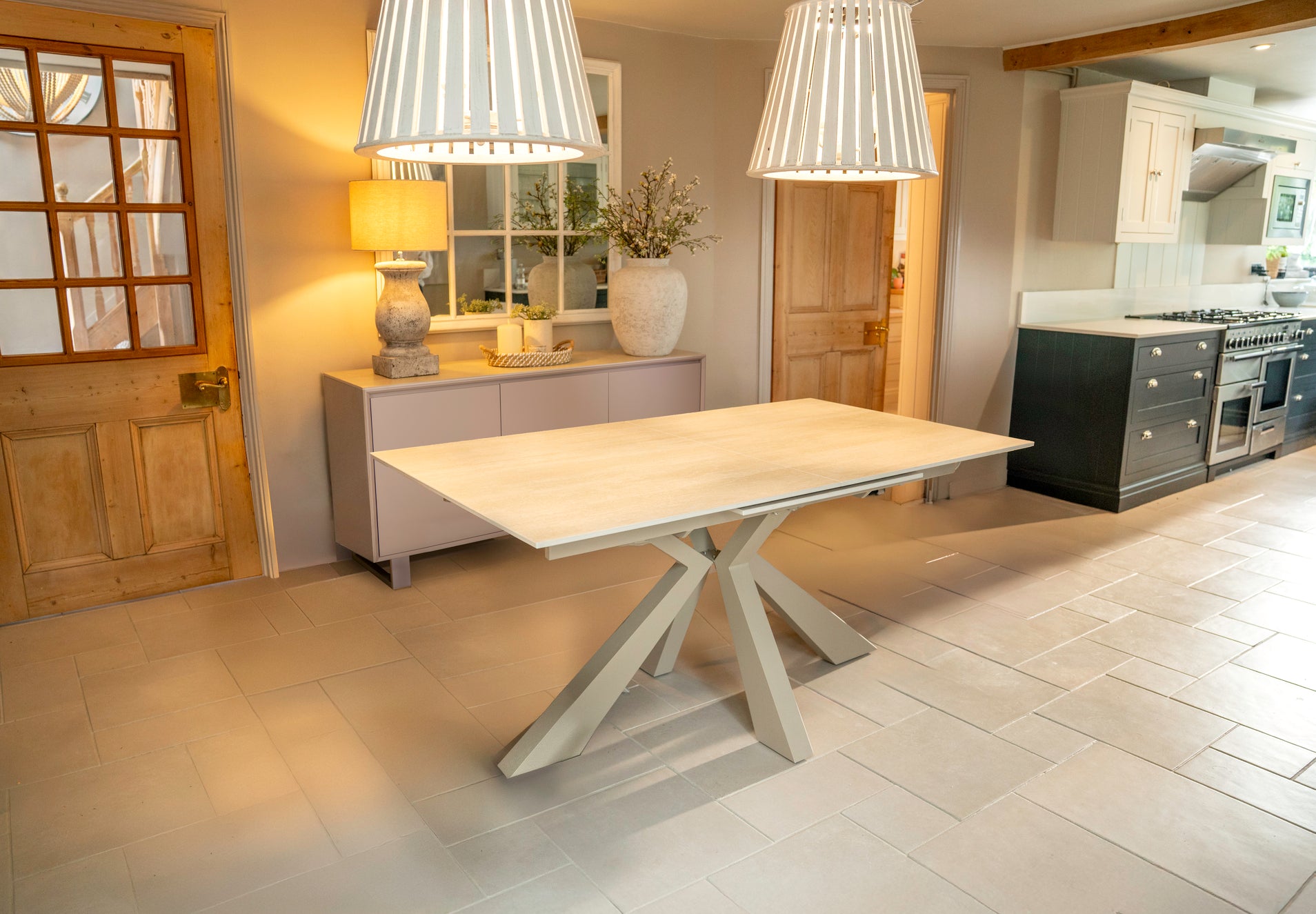 Oslo Indoor Dining Extendable Table - Solid Ceramic in Beige – Kettler GB