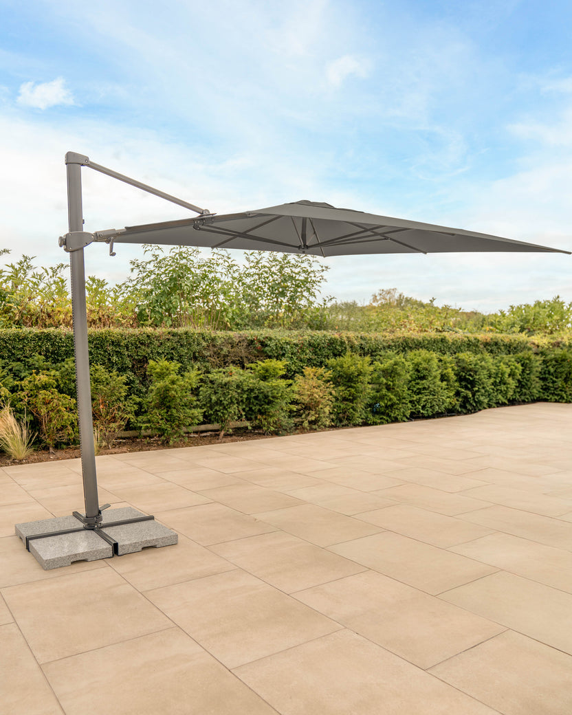 Luna 3M Square Cantilever Parasol with Granite Base & Night Cover ...