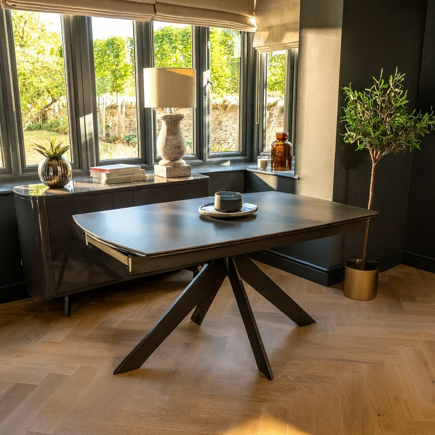 Vermont Extendable Dining Table with Ceramic Glass Table Top - Cloudy ...